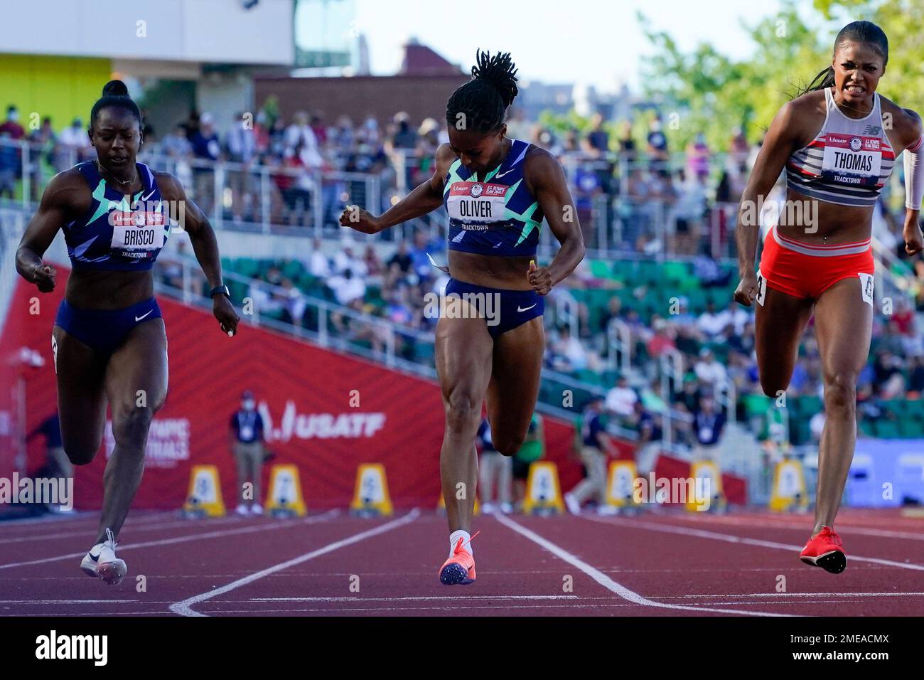 Javianne Oliver wins the second heat of the semi finals in women's 100 ...