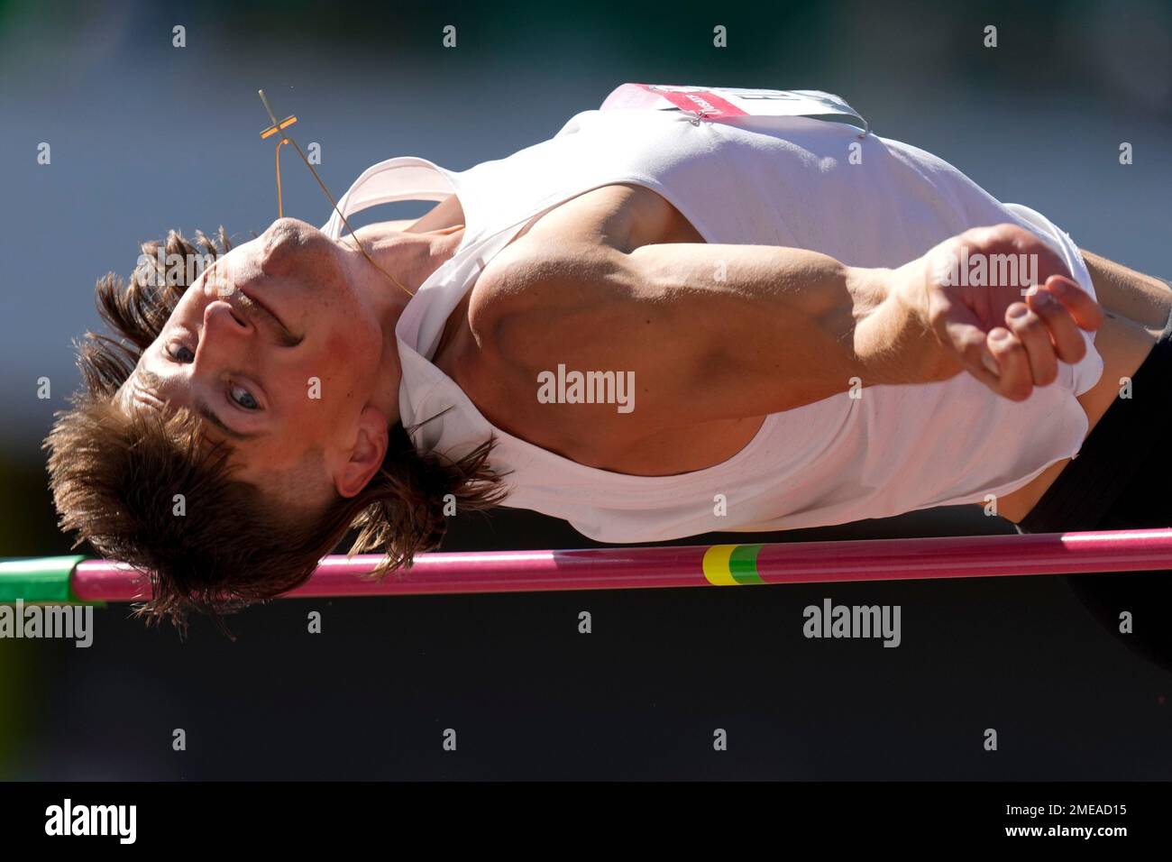 Jack Flood competes during the decathlon high jump at the U.S. Olympic ...
