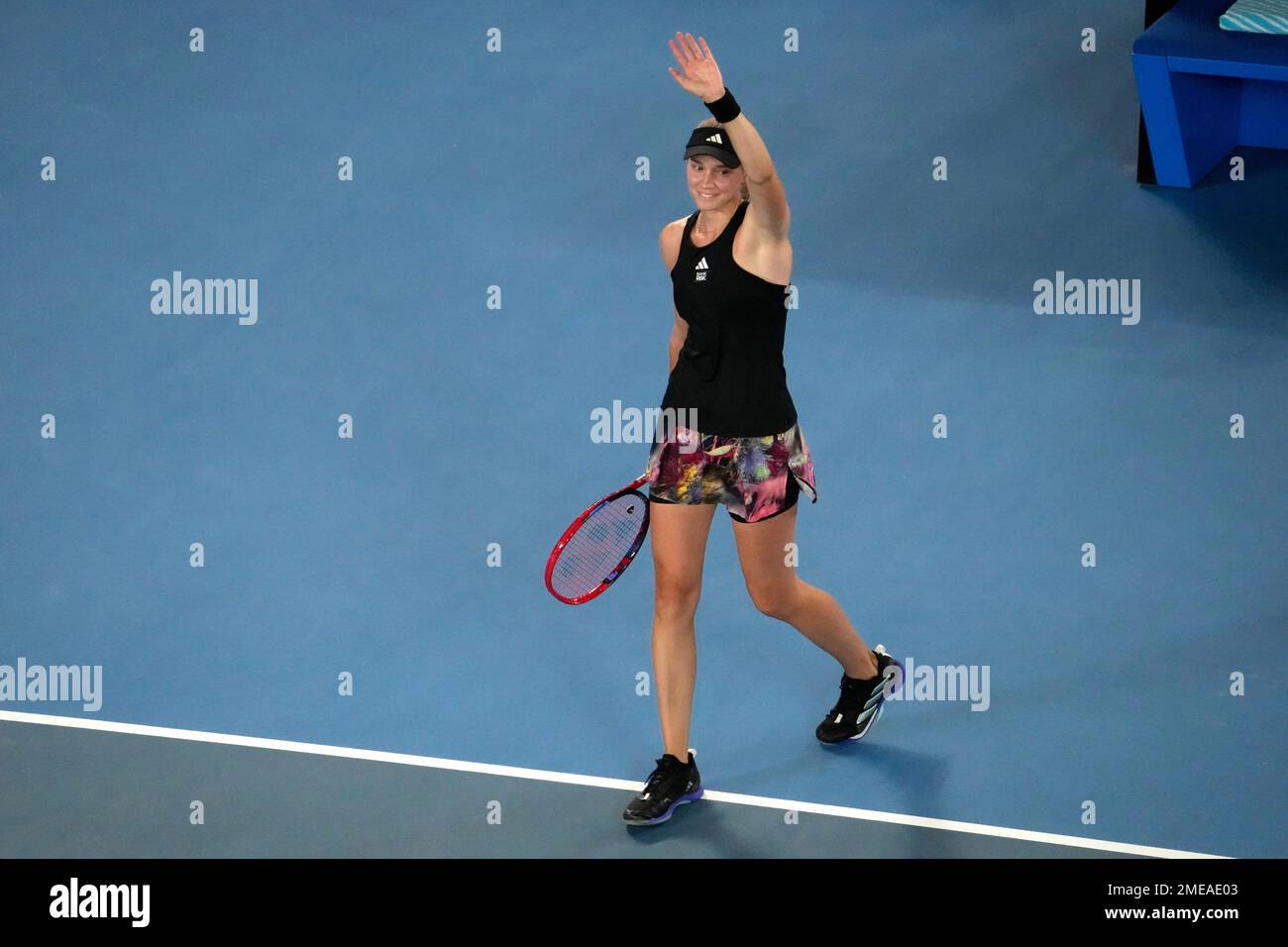 Elena Rybakina of Kazakhstan waves after defeating Jelena Ostapenko of ...