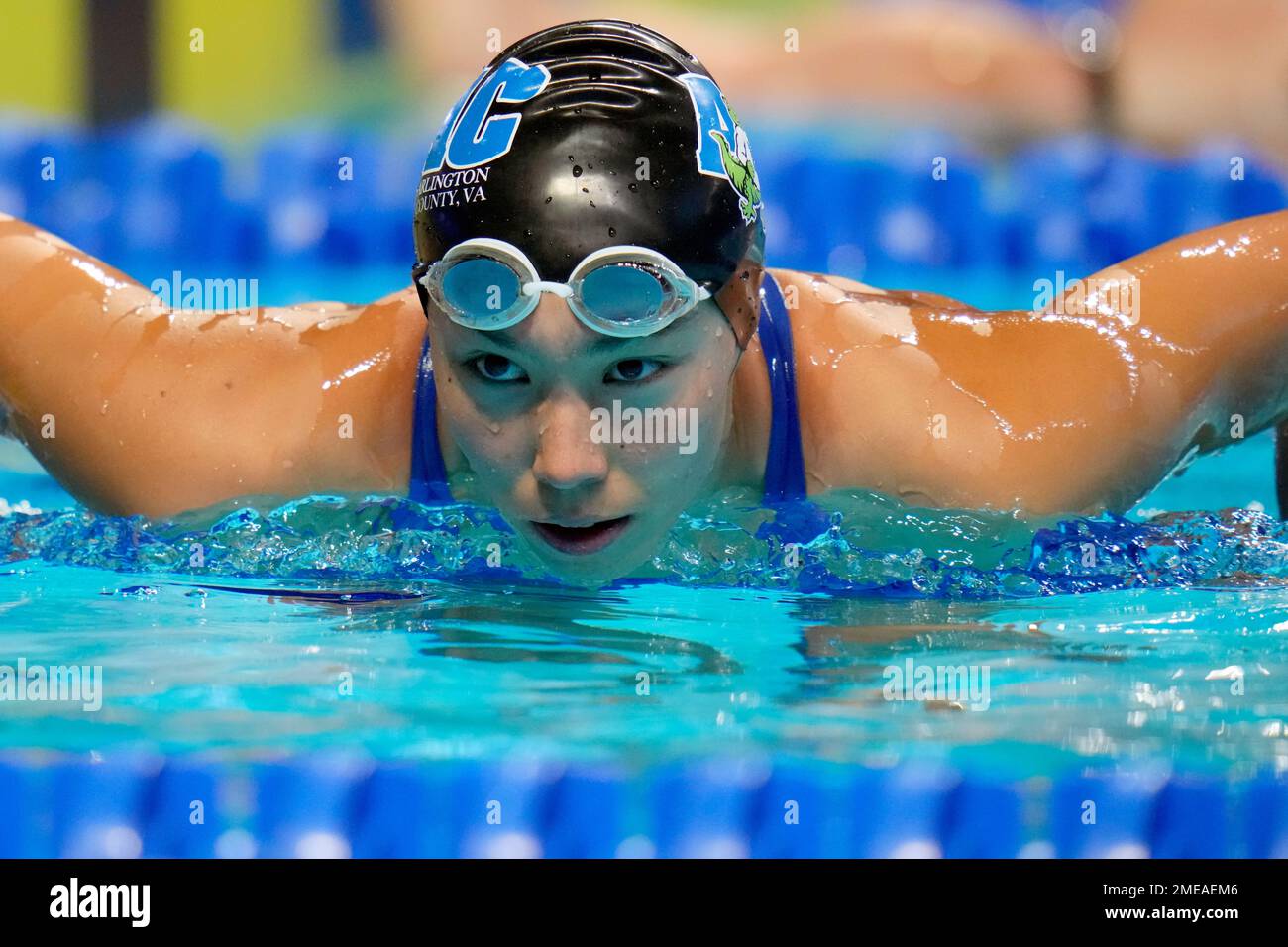 Torri Huske after swimming in the women's 50 freestyle during wave 2 of ...
