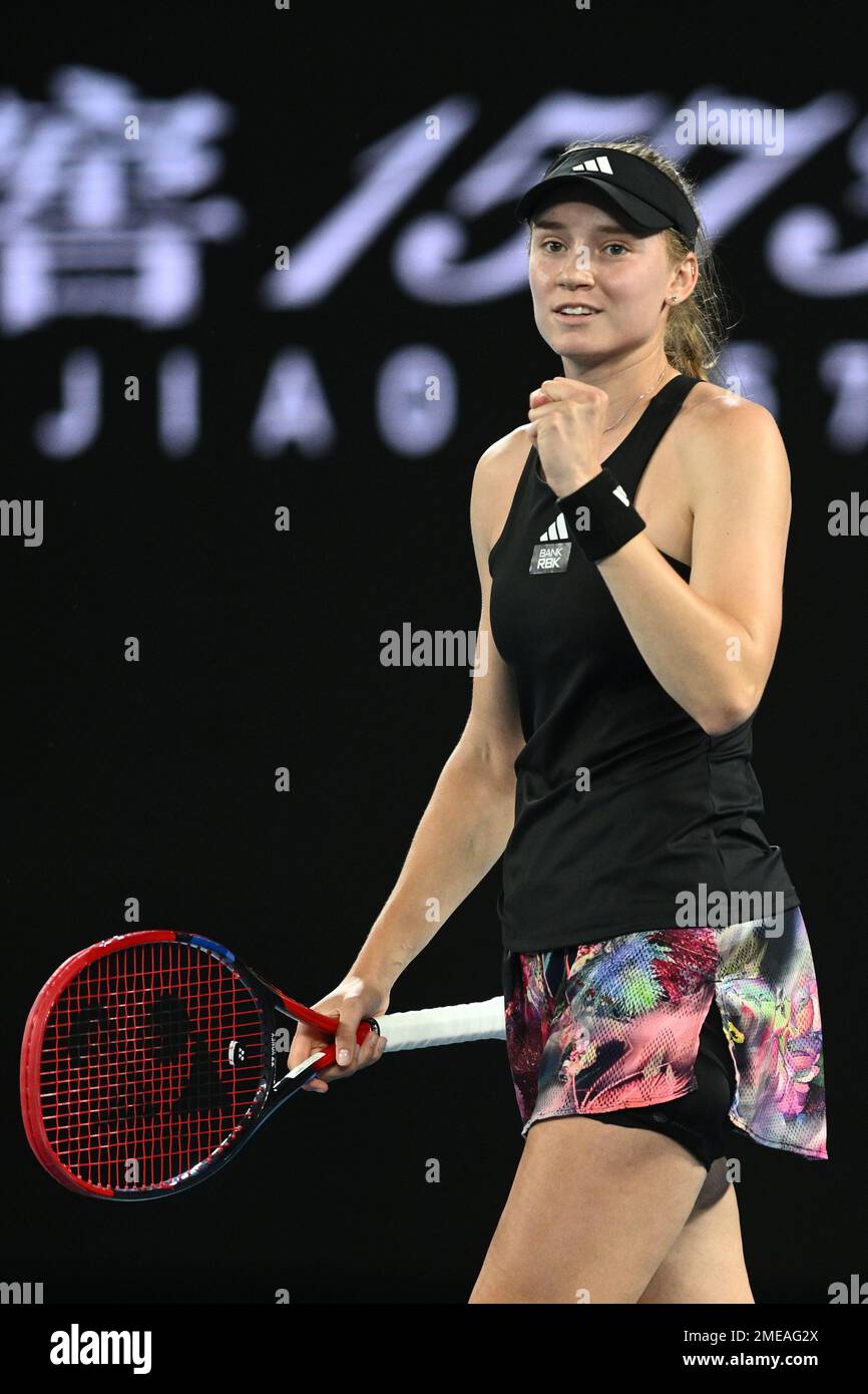 Elena Rybakina of Kazakhstan celebrates match point during her ...