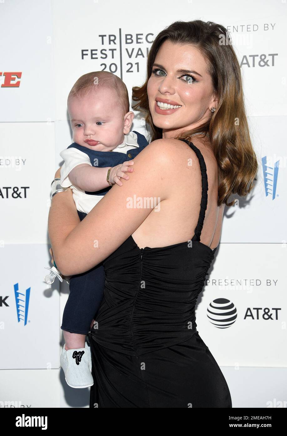 Actress Julia Fox poses with her son Valentino at the "No Sudden Move ...