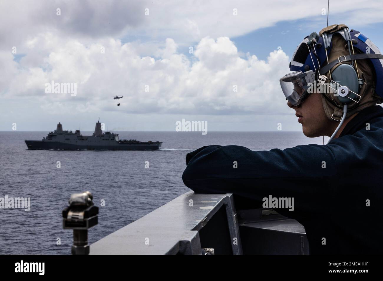 U.S. Navy Seaman Adam Rasnake, undesignated, is on starboard lookout ...