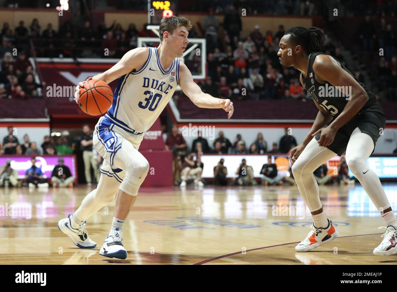 Blacksburg, Virginia, USA. 23rd Jan, 2023. Duke Blue Devils center Kyle ...