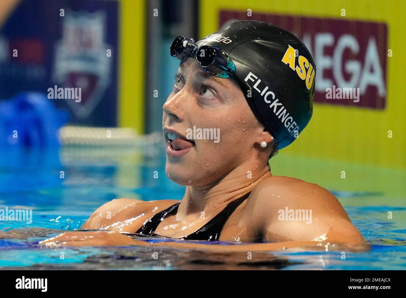 Hali Flickinger reacts after winning the women's 200-meter butterfly ...