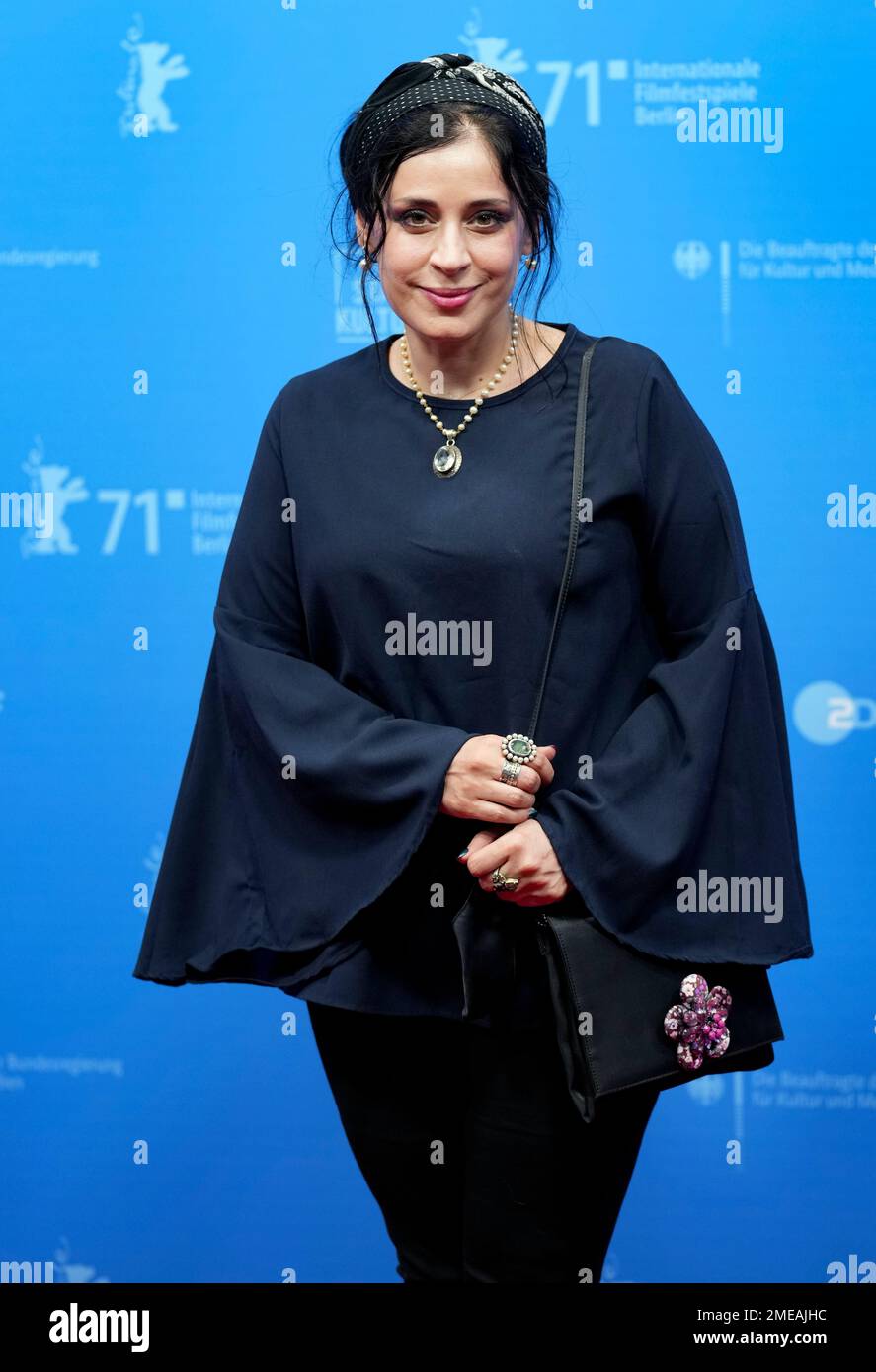 Actress Maryam Moghadam poses for the media during the red carpet for the movie 'Ghasideyeh gave ...