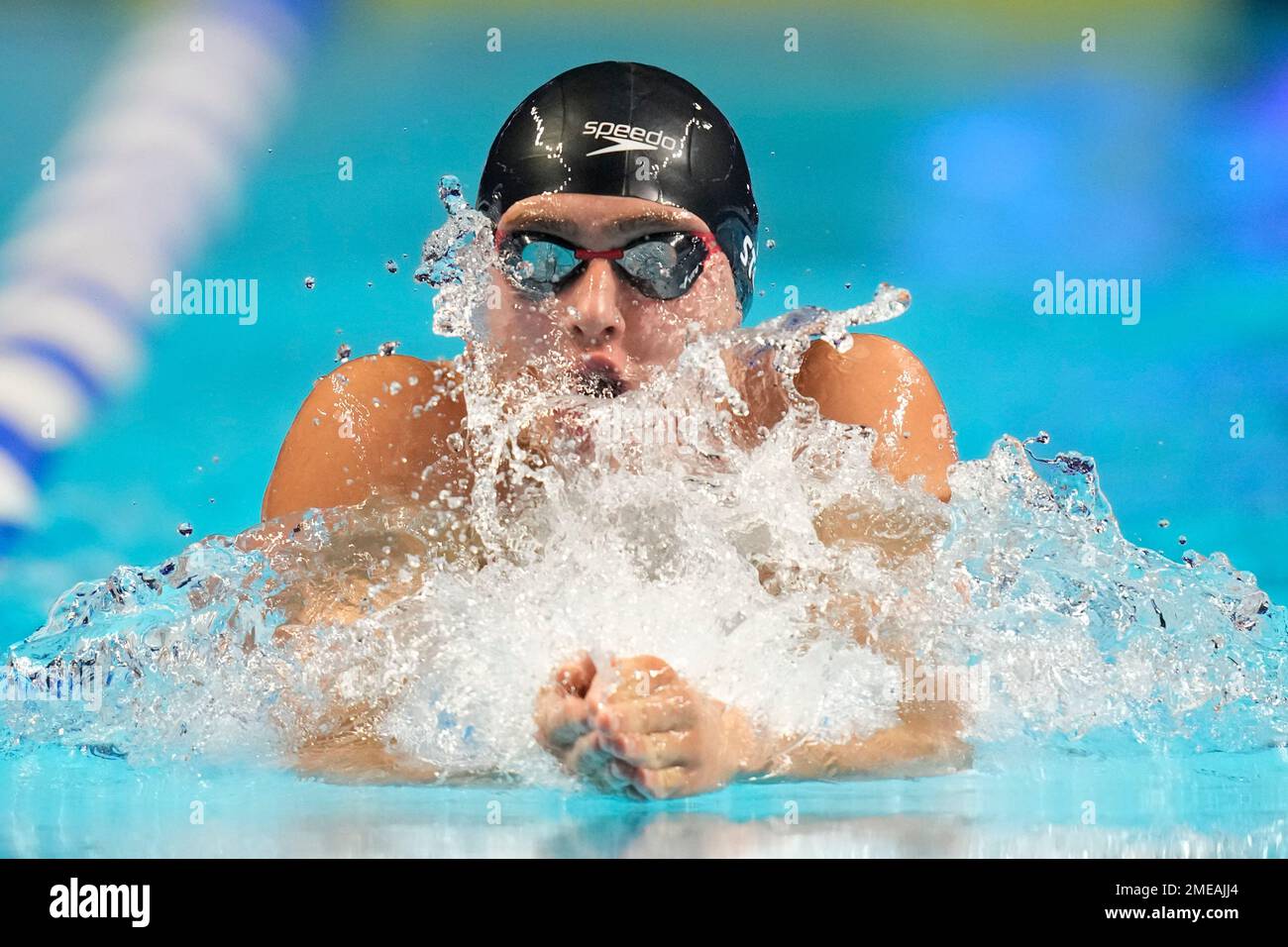 Matt Fallon competes in the men's 200-meter breaststroke final during ...