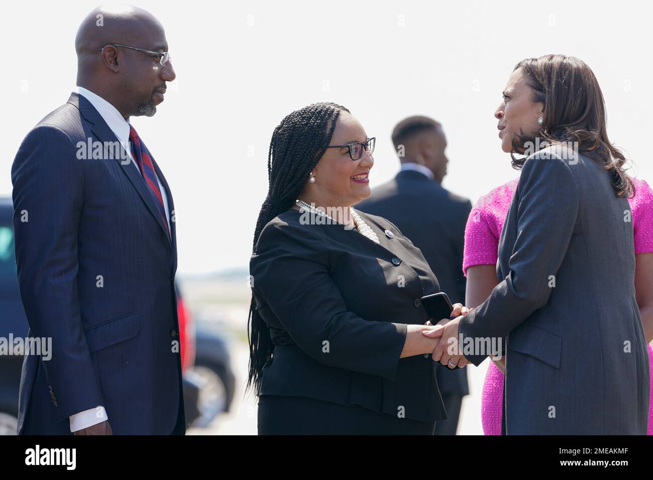 Vice President Kamala Harris speaks with Rep. Nikema Williams, D-Ga ...