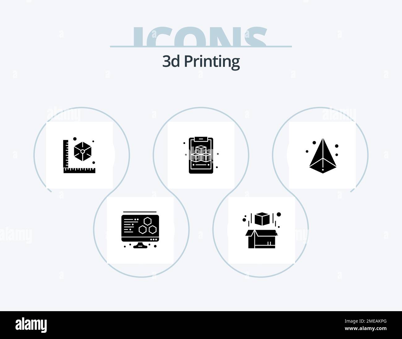 3d Printing Glyph Icon Pack 5 Icon Design. laser. 3d. cube. geometric ...