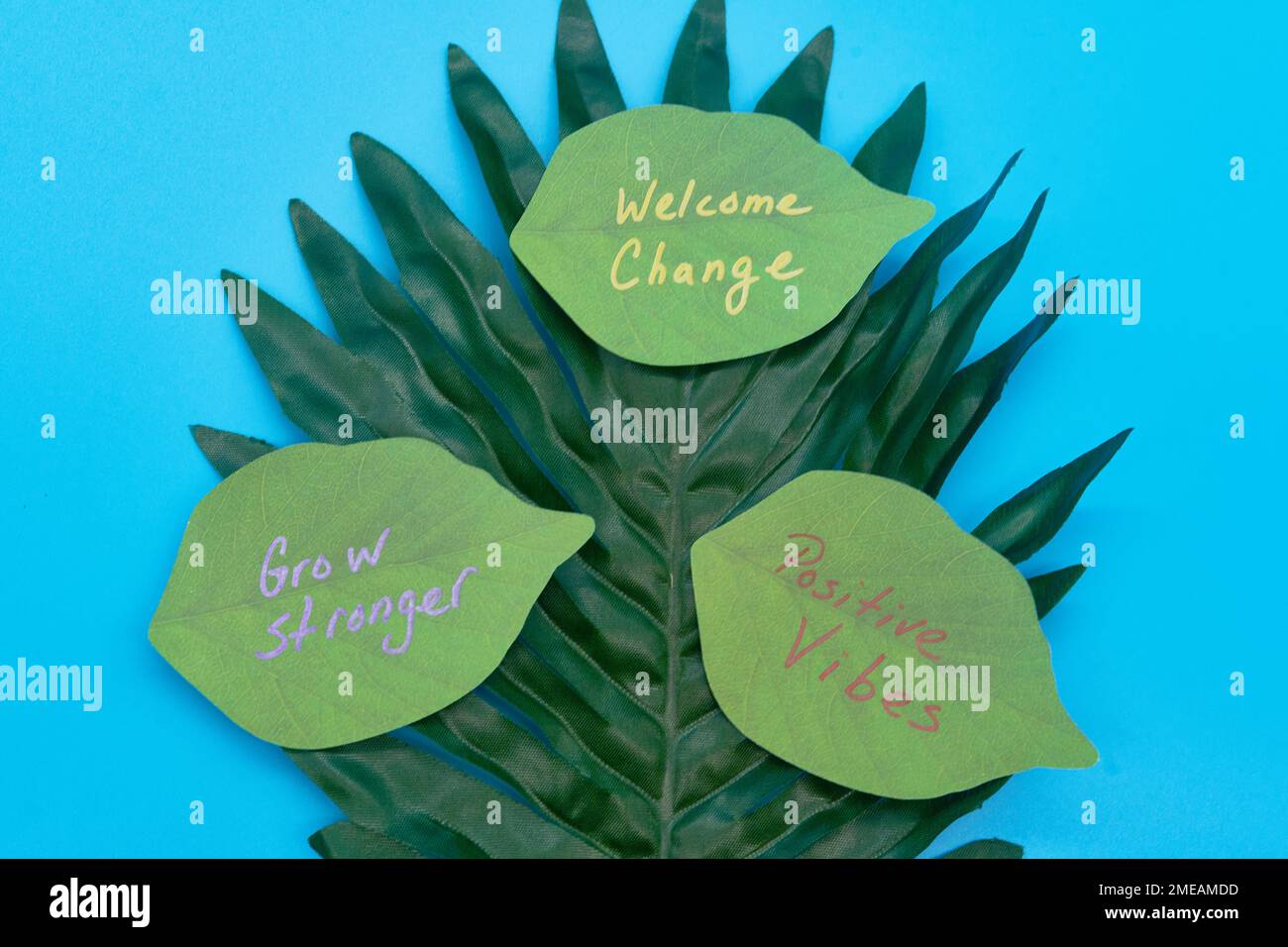 leave post it note message welcome change positive vibes light blue ...