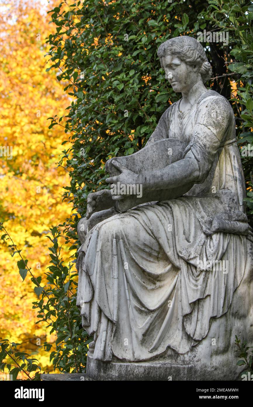Roman statue of a woman in Boboli Gardens in the fall, Florence, Italy ...