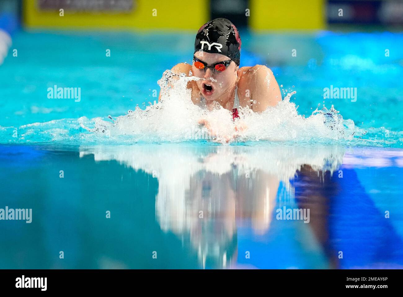 Lilly King competes in the women's 100-meter breaststroke final during ...