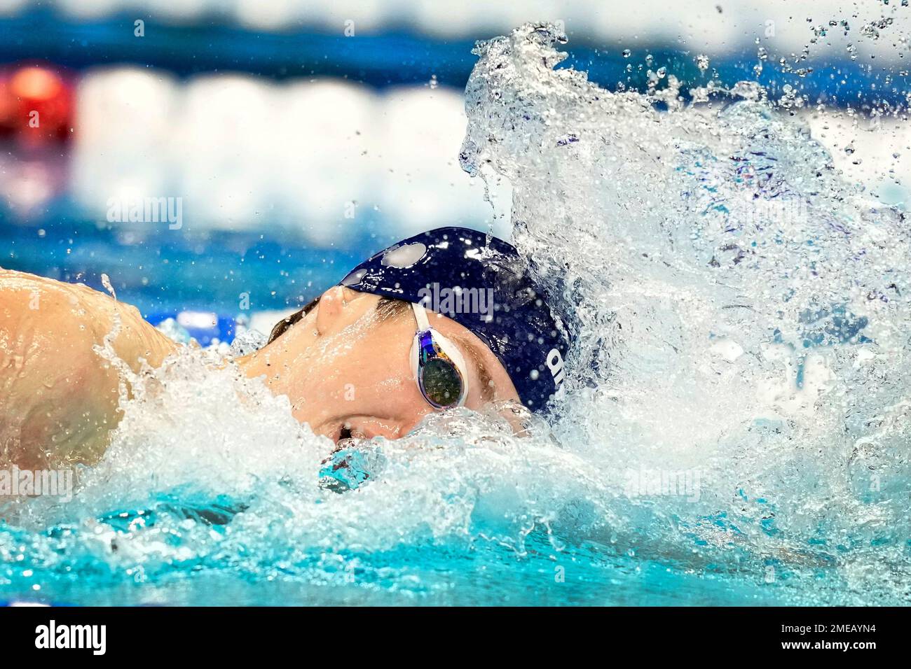 Jake Mitchell competes in his lone men's 400 freestyle qualifying heat ...