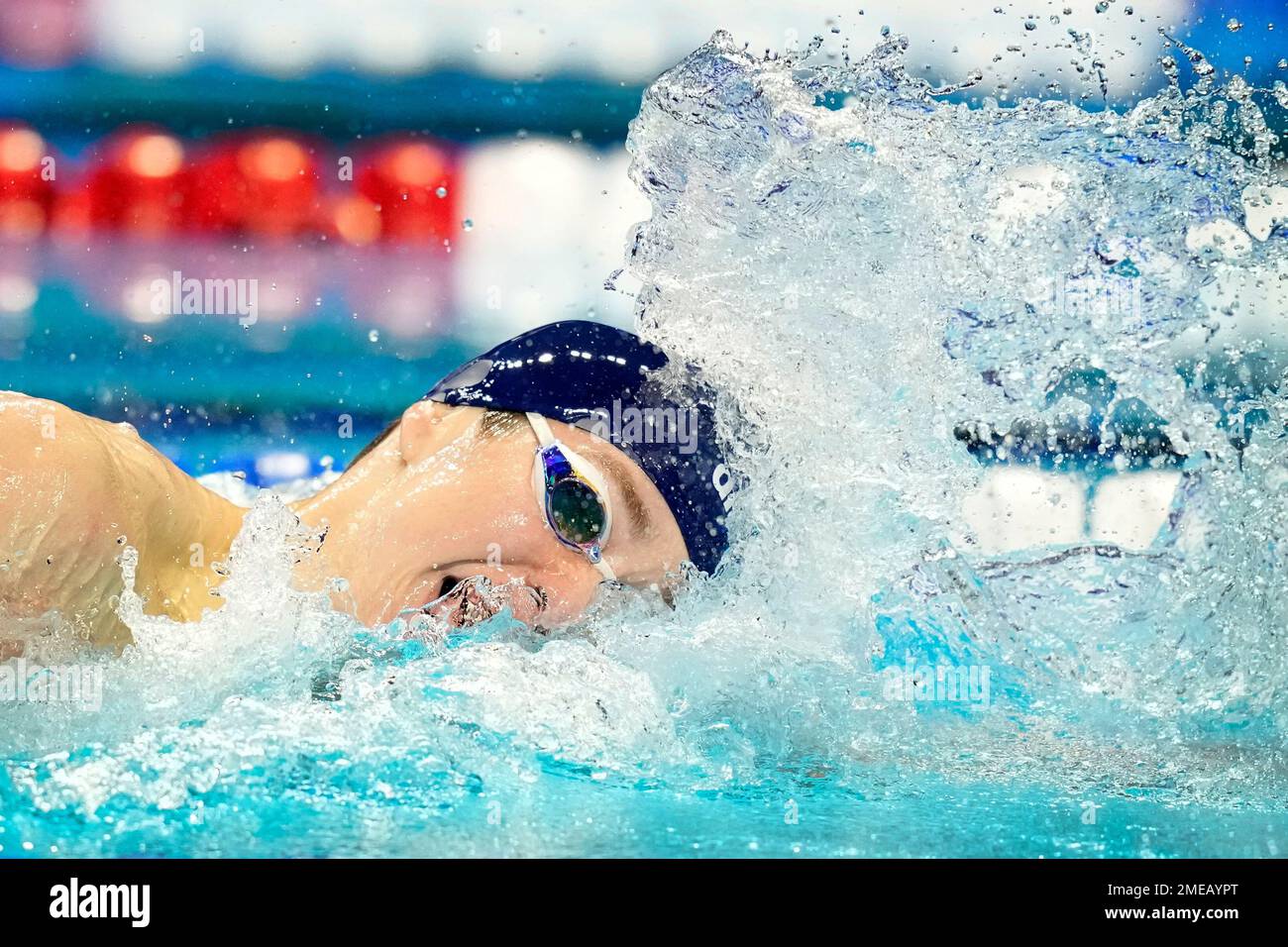Jake Mitchell competes in his lone men's 400 freestyle qualifying heat ...