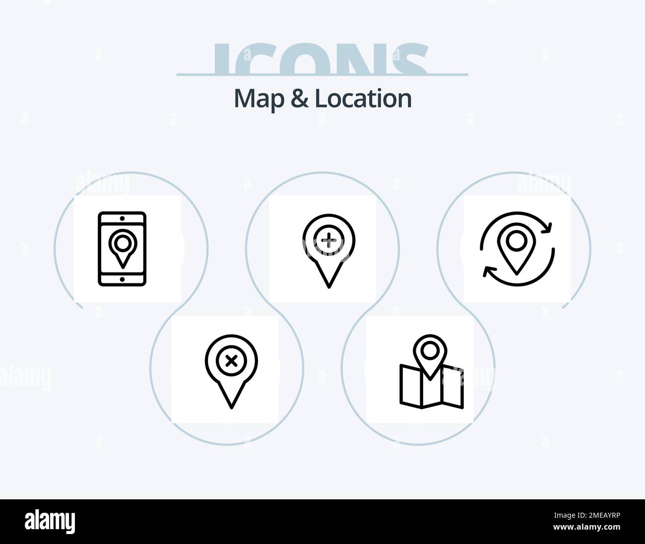 Map And Location Line Icon Pack 5 Icon Design Location Cell Map