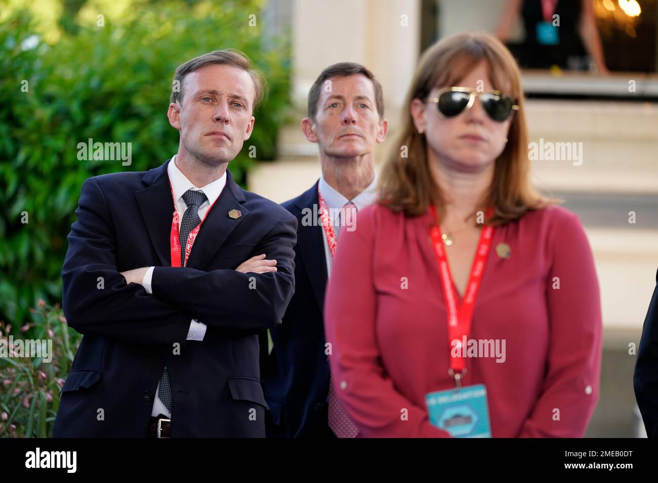 National security adviser Jake Sullivan, left, listens to President Joe ...