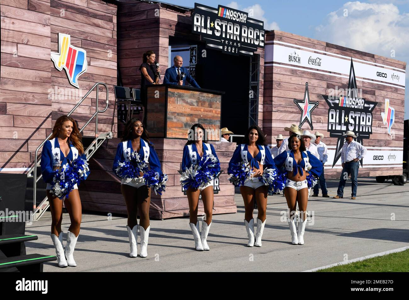 The Dallas Cowboys Cheerleaders perform by the All-Star stage as FOX ...