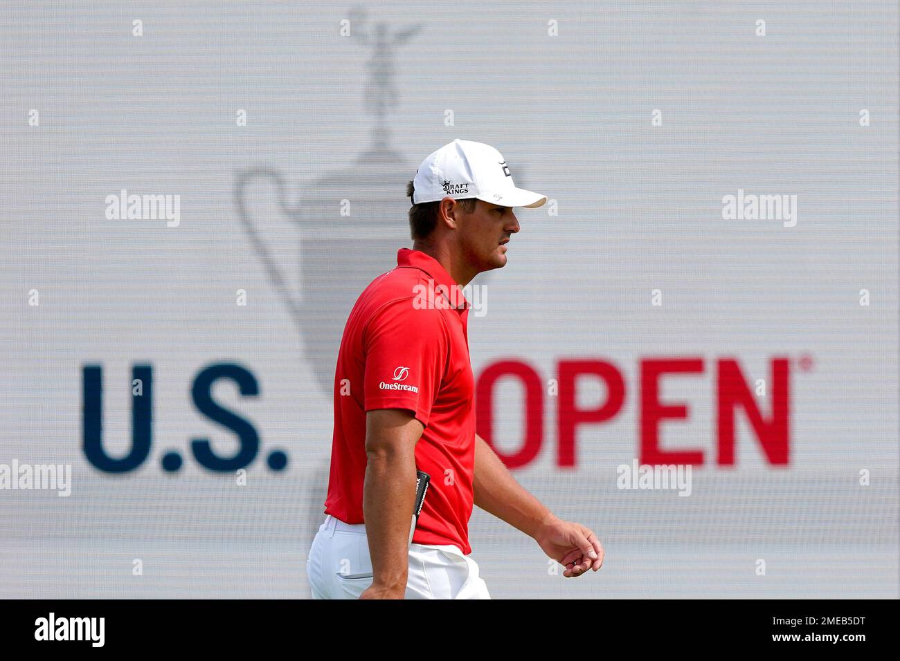 Bryson DeChambeau walks up the 17th fairway during a practice round of ...