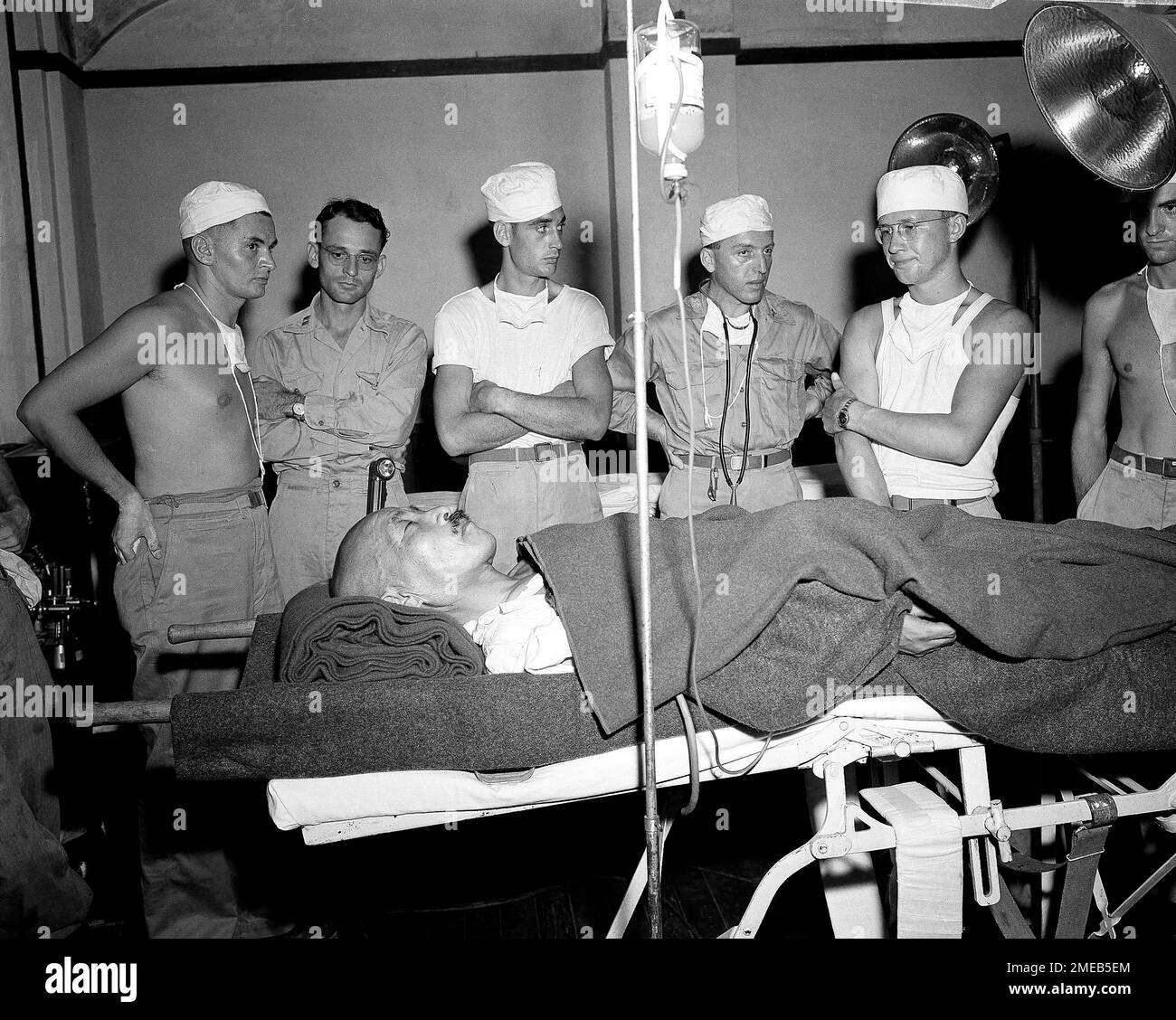 Hideki Tojo lies on an operating table at 98th Field Evacuation ...