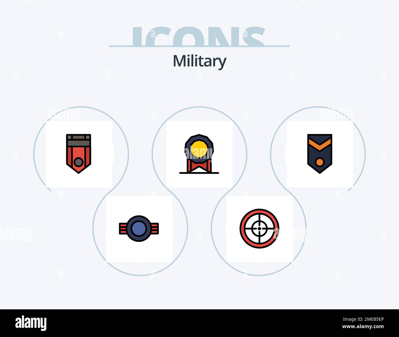 Military Line Filled Icon Pack 5 Icon Design. soldier. badge. weapons ...