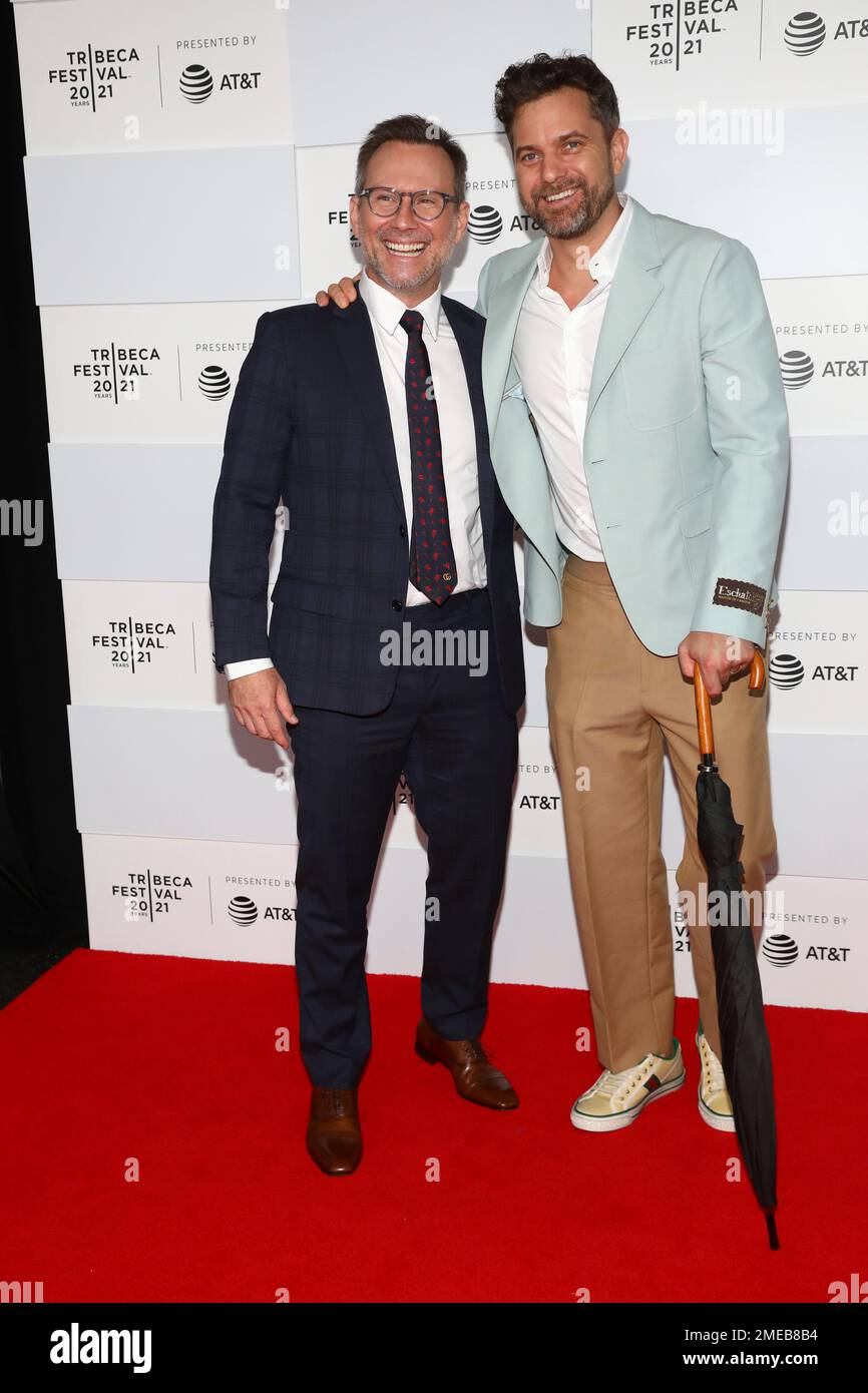Actors Christian Slater, left, and Joshua Jackson attend the premiere ...