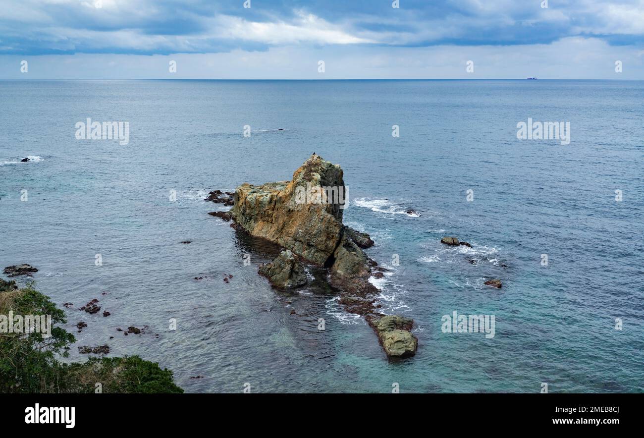 The Sea of Japan coast in Shimane Prefecture, Japan, seen from a JR ...