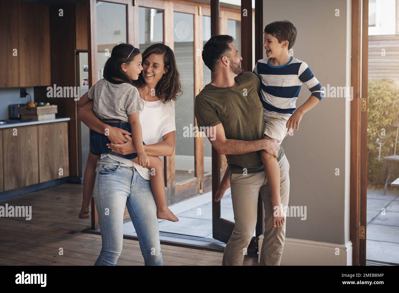 Family time, the most important time. a happy young family spending quality time together at at ...