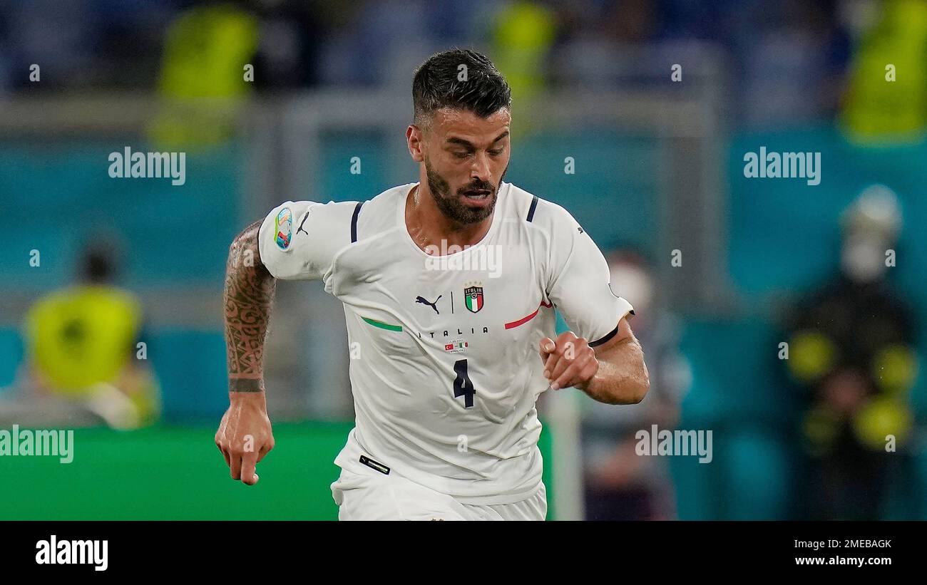 Italy's Leonardo Spinazzola moves the ball up the pitch during the Euro ...