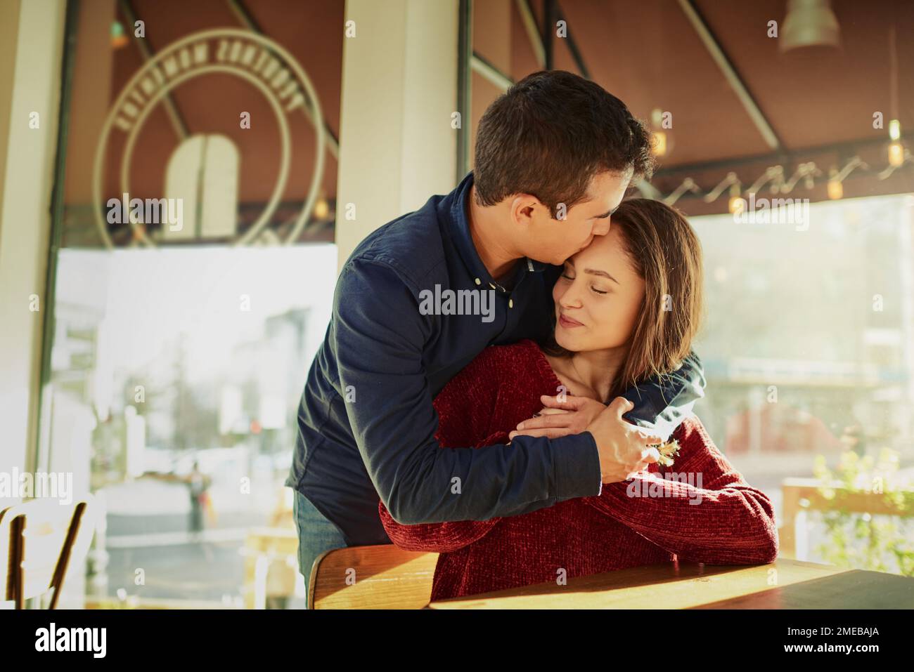 Romance is still alive and well. a young man and woman on a romantic ...