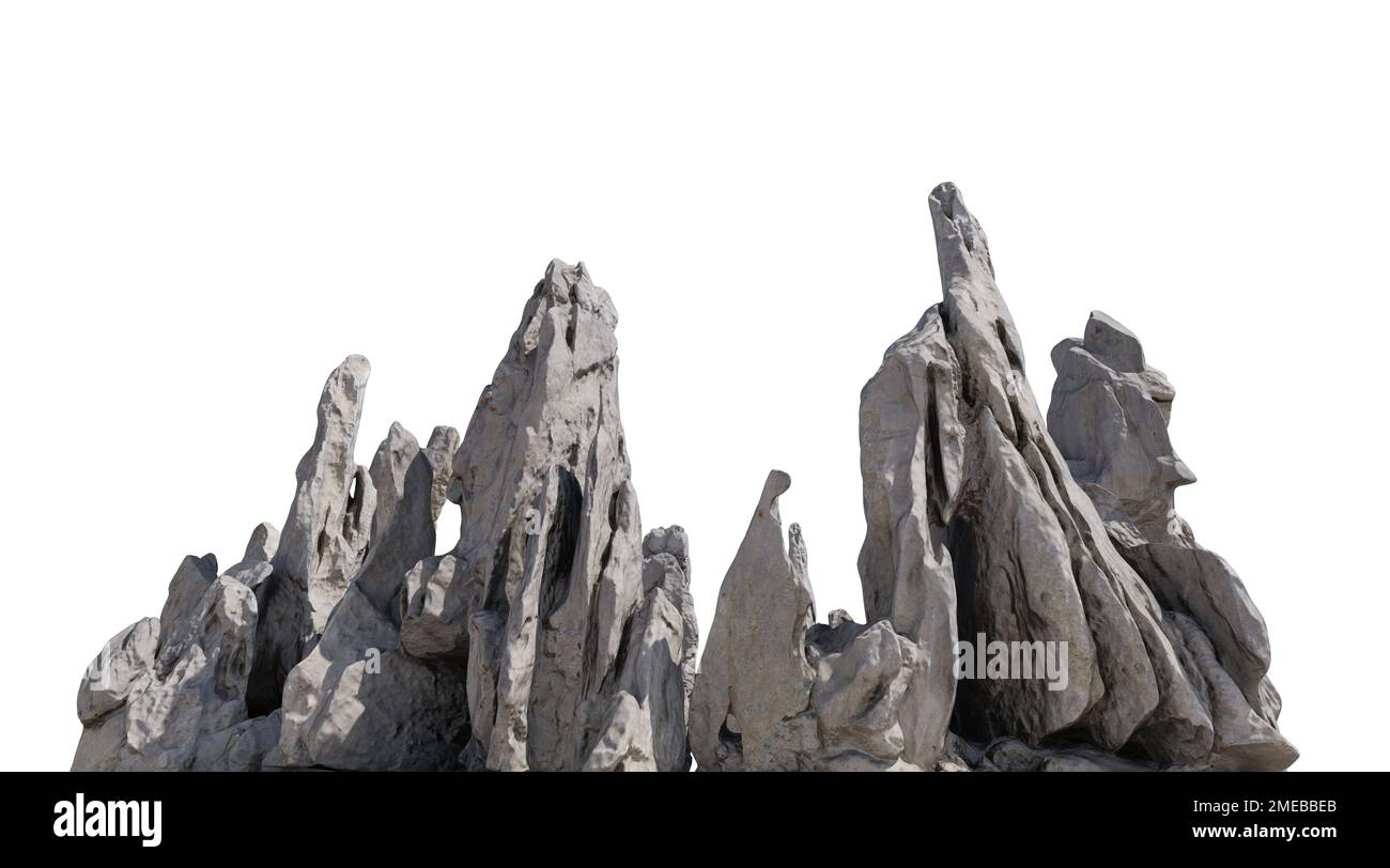 3D illustration spiky rocks Isolated on white background Stock Photo ...