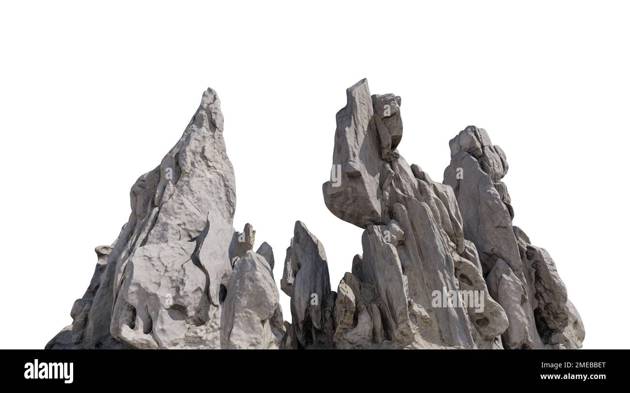 3D illustration spiky rocks Isolated on white background Stock Photo ...