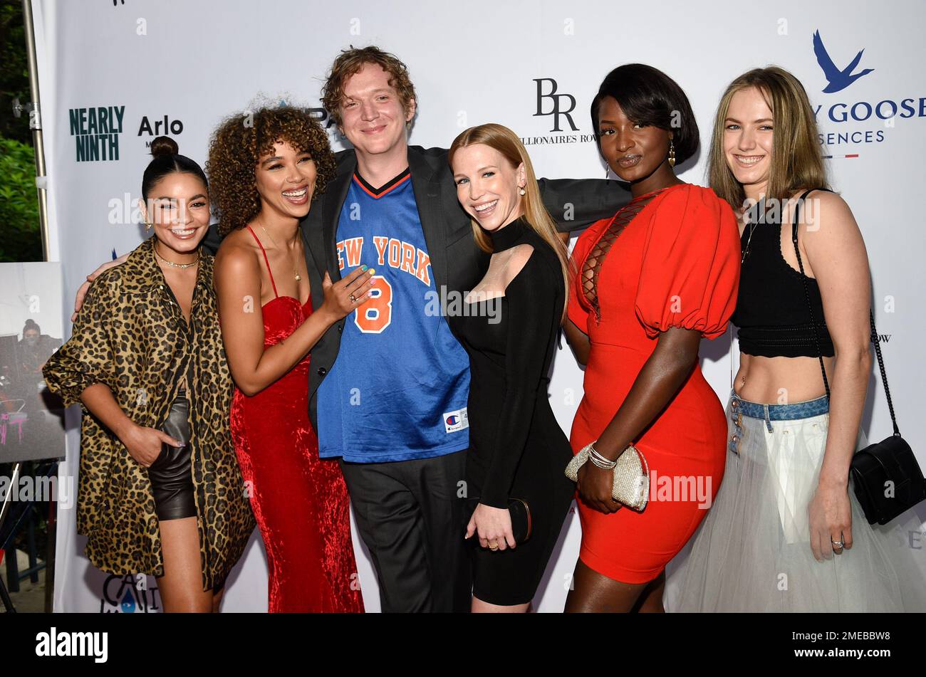 Director Eamon O'Rourke, center, poses with actors Vanessa Hudgens, left, Alexandra Shipp ...