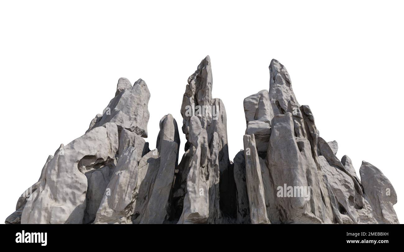 3D illustration spiky rocks Isolated on white background Stock Photo ...
