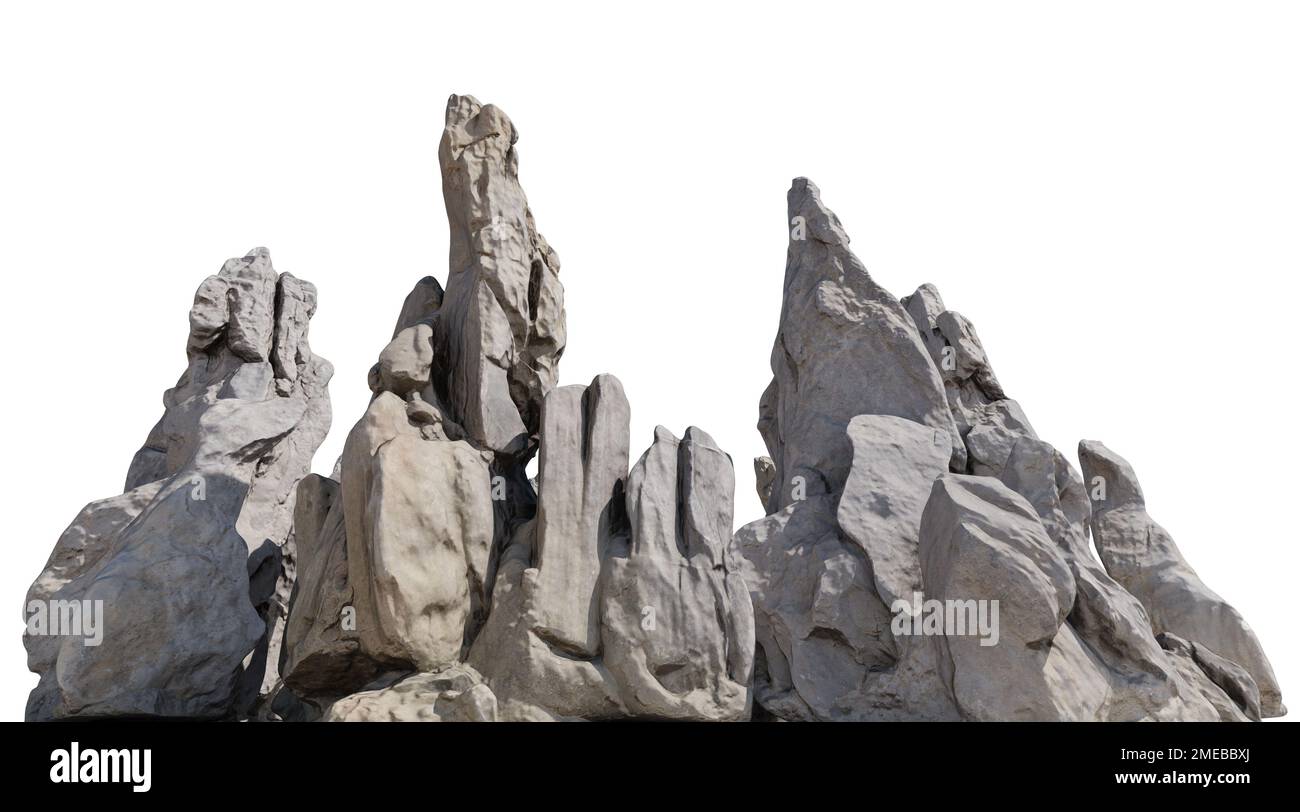 3D illustration spiky rocks Isolated on white background Stock Photo ...
