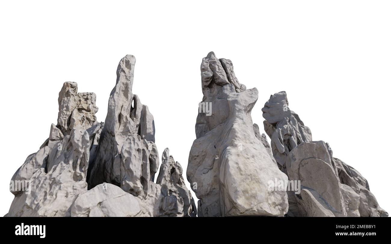 3D illustration spiky rocks Isolated on white background Stock Photo ...