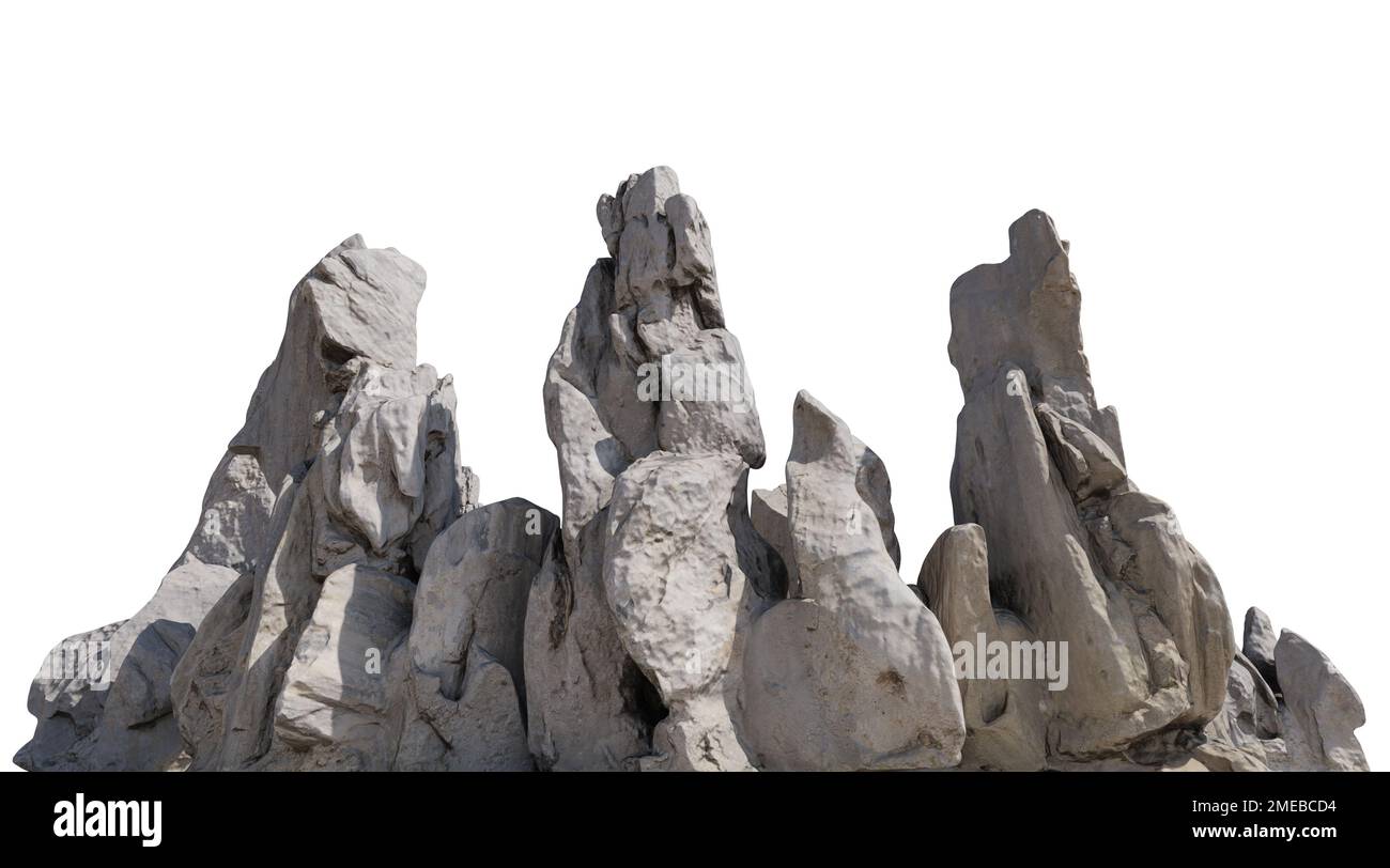 3D illustration spiky rocks Isolated on white background Stock Photo ...