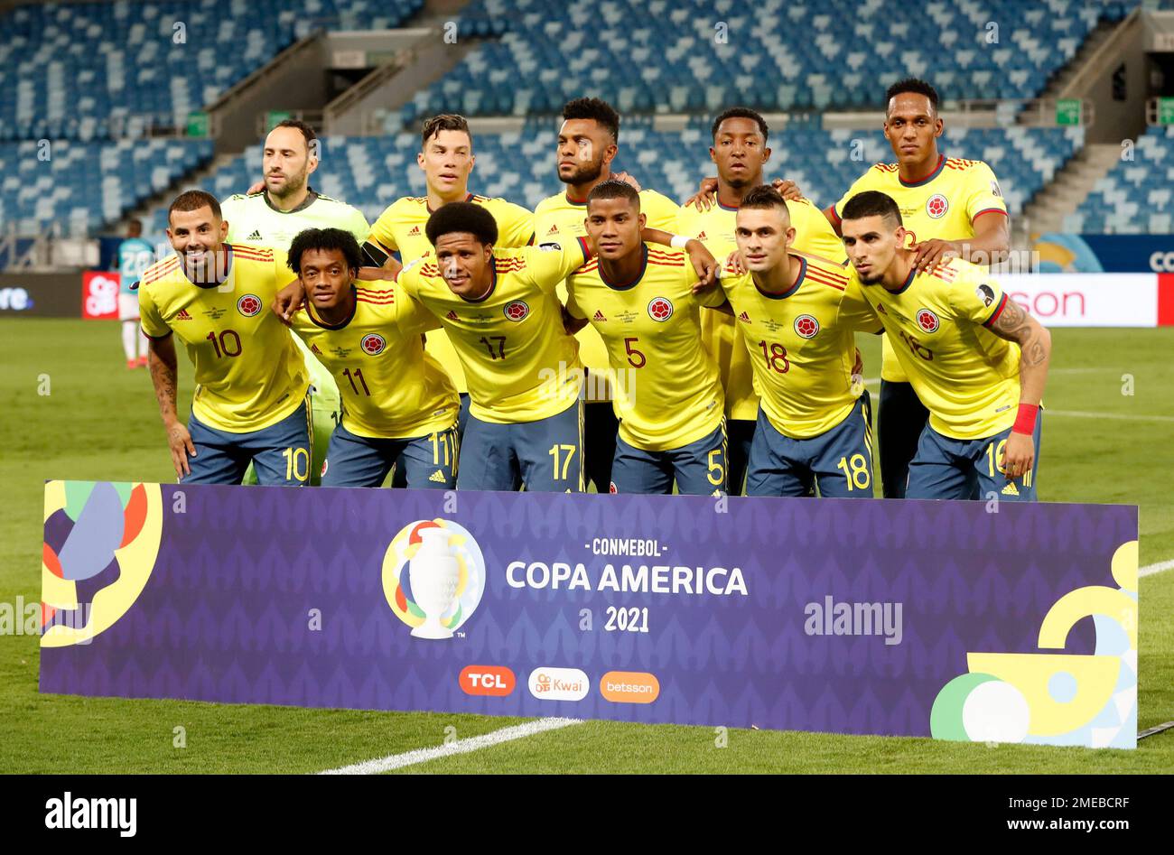 Colombia's starting players pose for a photo prior a Copa America ...