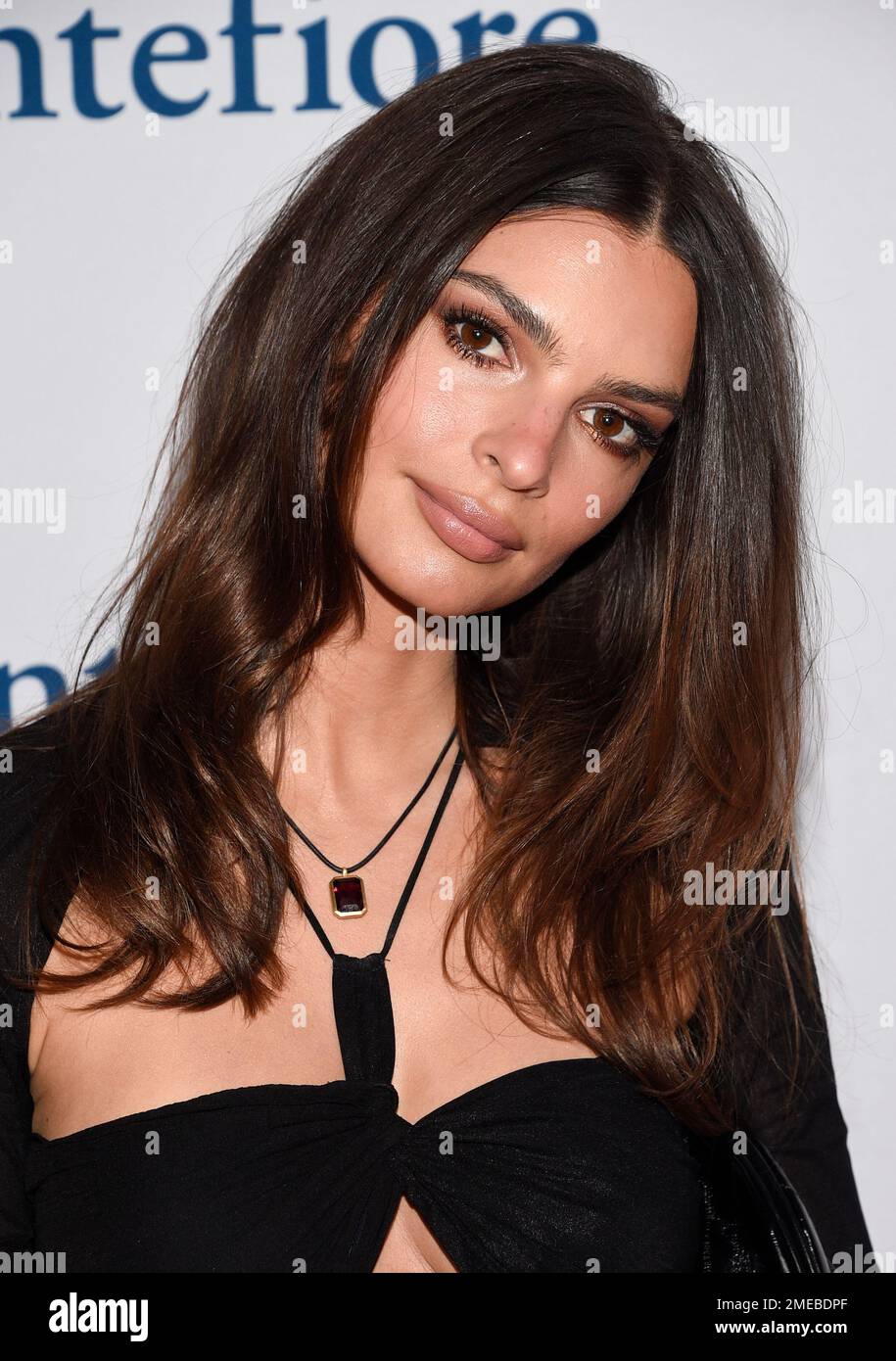 Model Emily Ratajkowsk poses during a photo call at Spring Studios as ...