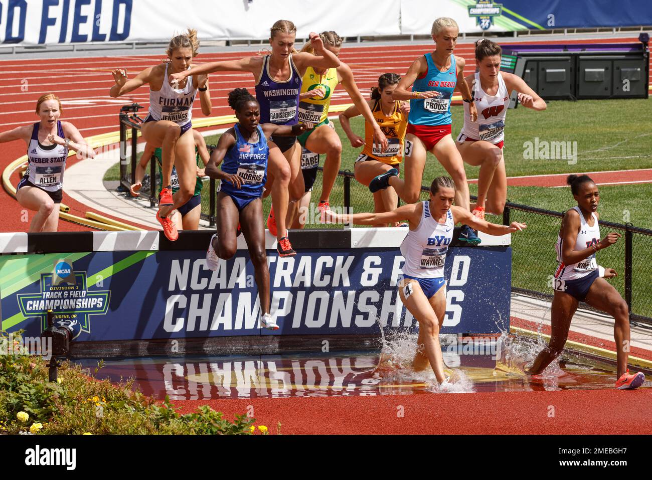 Runners compete in the women's steeplechase at the NCAA Division I ...