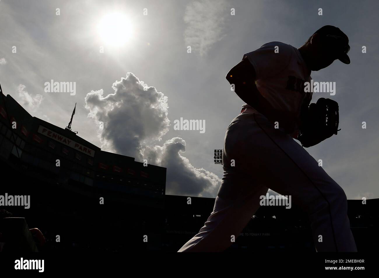 Boston Red Sox's Hunter Renfroe takes the field at the start of a ...