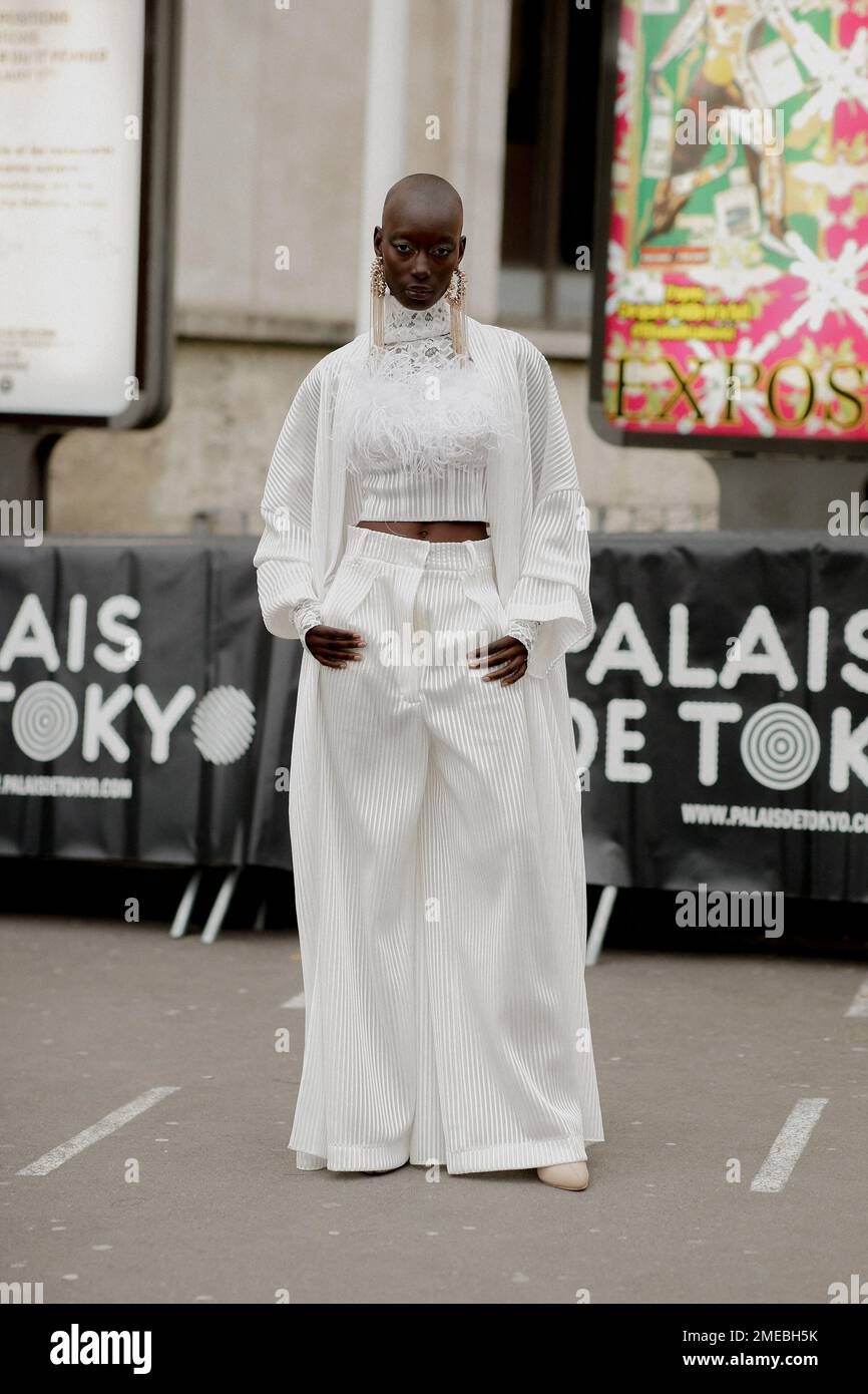 Paris, France. 23rd Jan, 2023. Street style, Mame Anta Wade arriving at ...