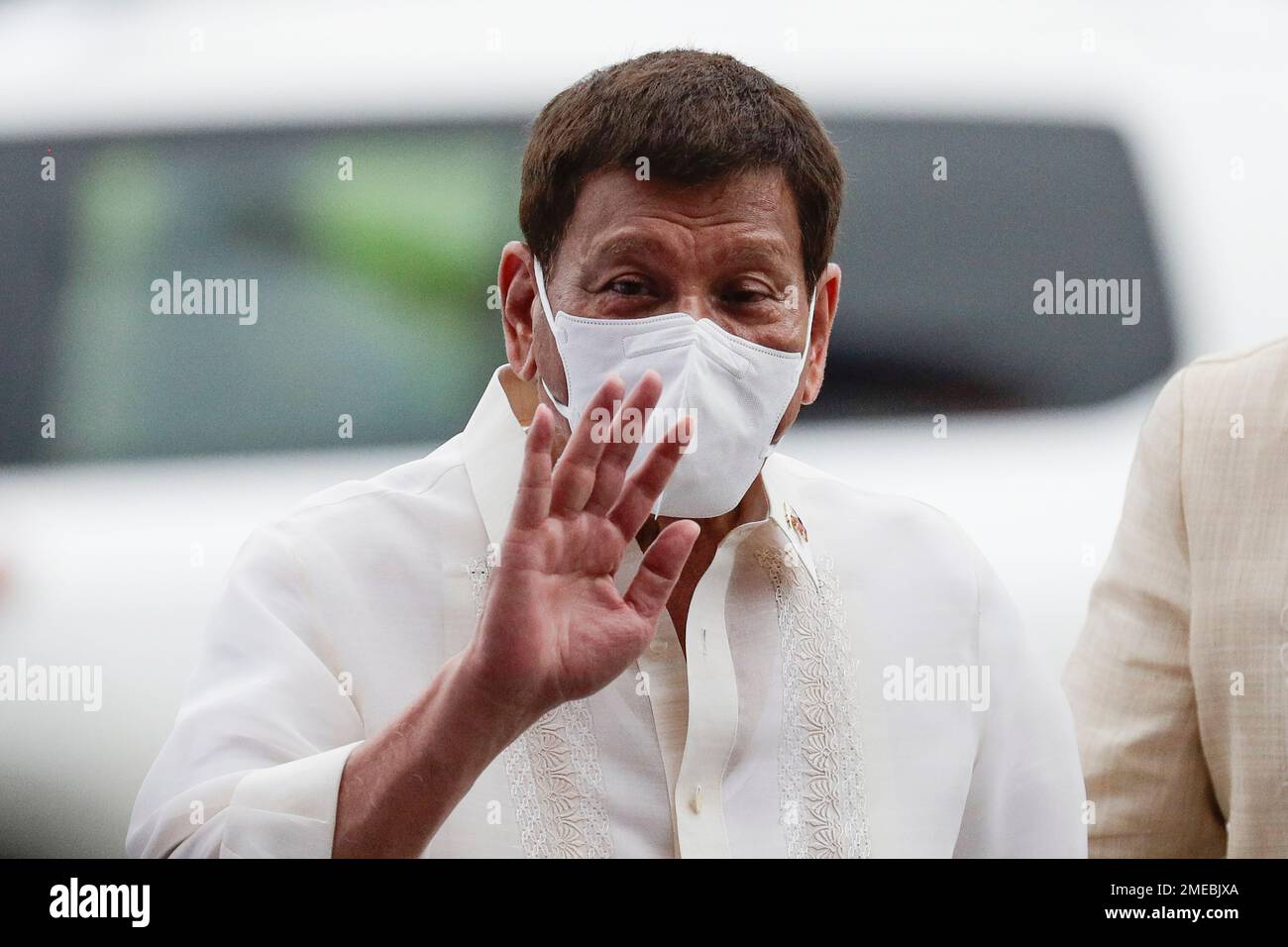 Philippine President Rodrigo Duterte waves after attending the 123rd ...