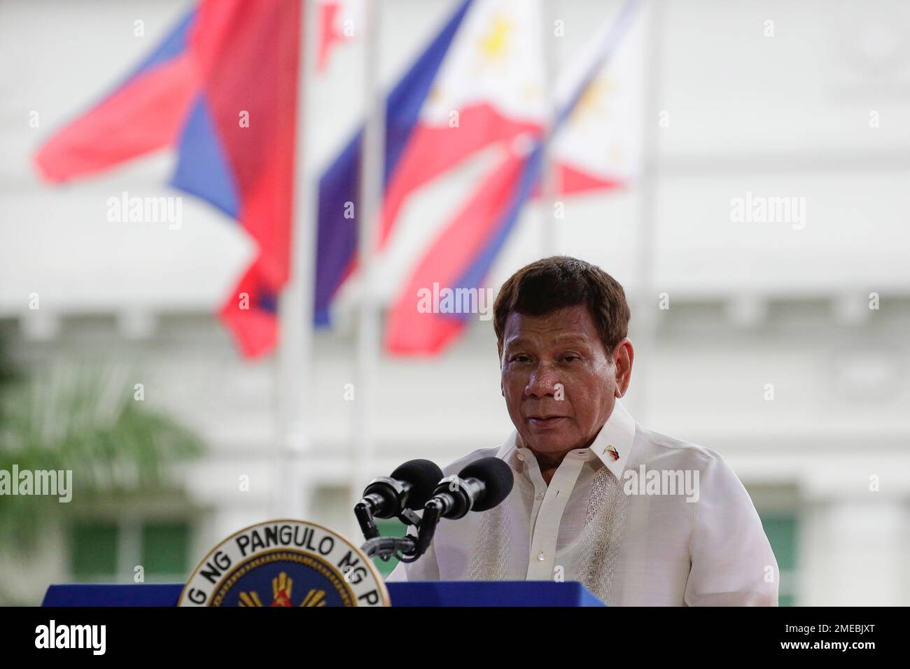Philippine President Rodrigo Duterte delivers his speech during the ...