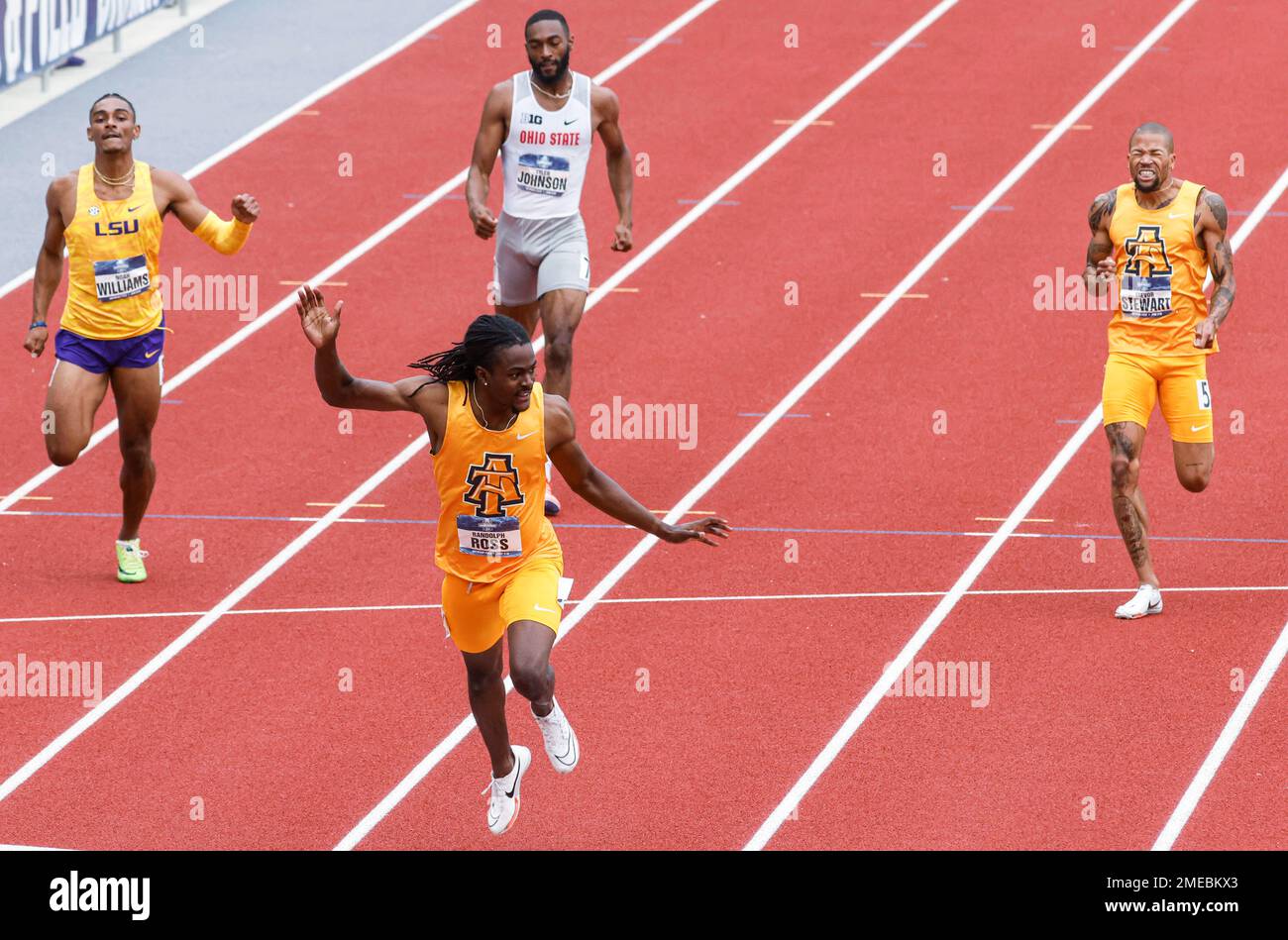 North Carolina A&T's Randolph Ross wins the men's 400 meters during the ...