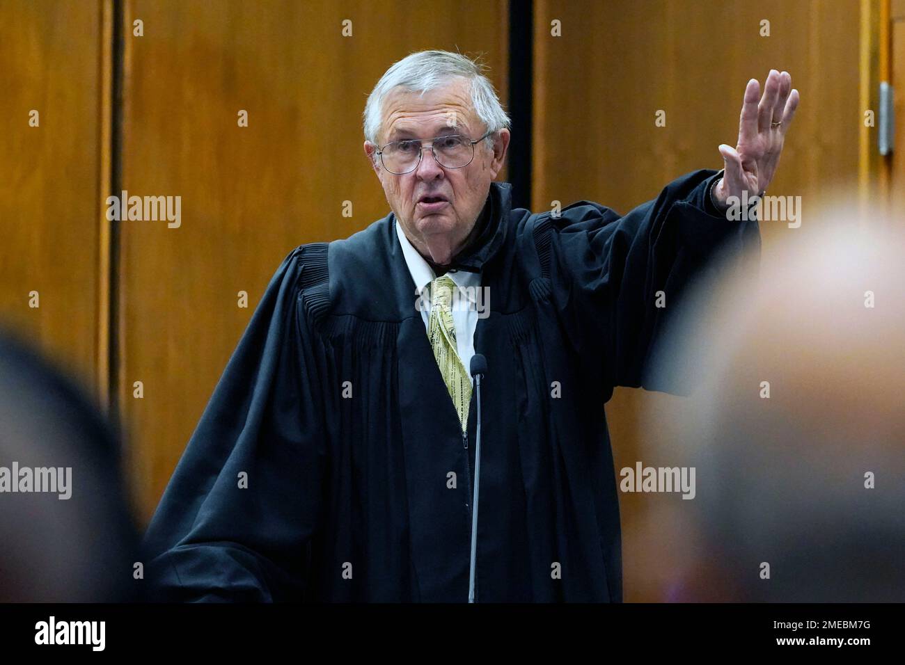 Senior Judge Glen H. Davidson, tells the audience of the legacy of chief judges in the Northern ...