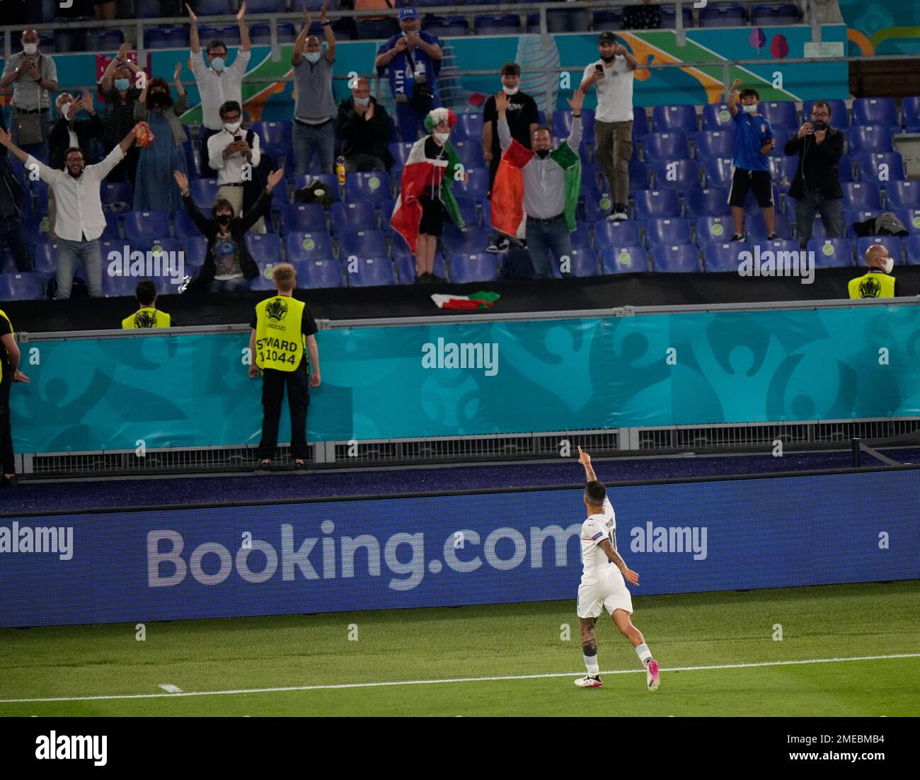Italy's Lorenzo Insigne celebrates after scoring his side's third goal ...