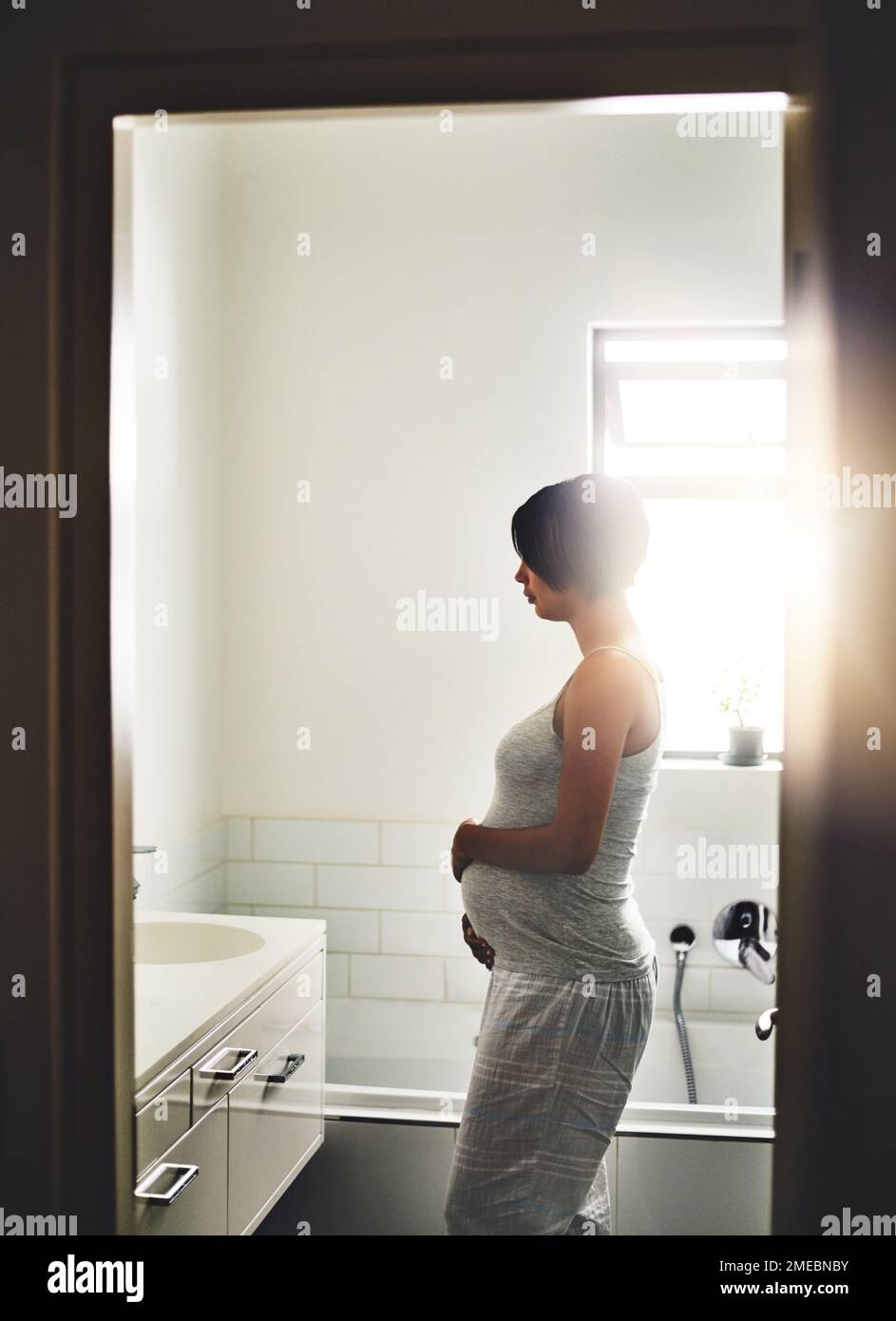 Facing a beautiful journey. a pregnant young woman standing in the ...