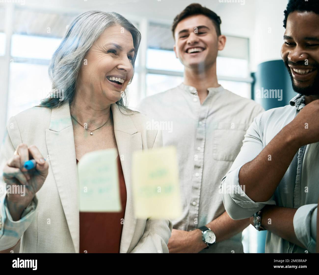 Teamwork, collaboration and business people planning strategy on glass ...