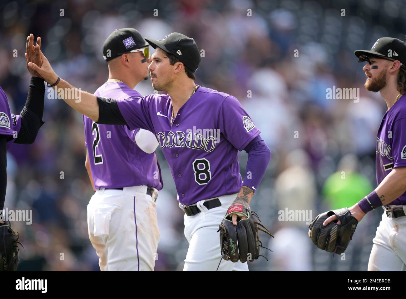 Colorado Rockies third baseman Joshua Fuentes (8) in the ninth inning ...