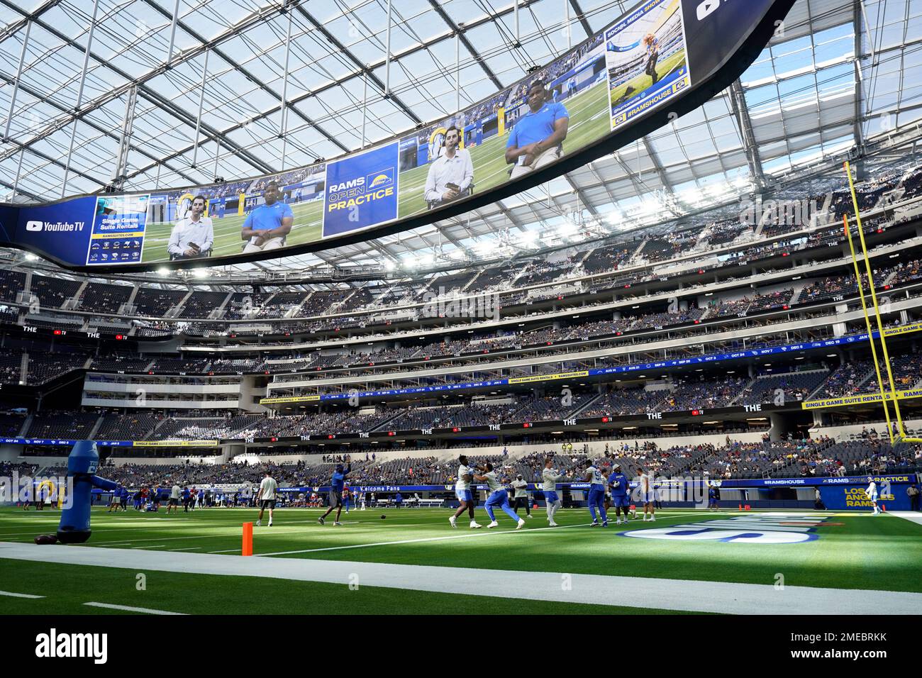 The Los Angeles rams got through drills during NFL football camp ...